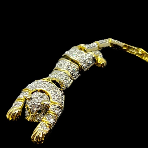 Jewelry | Tiger Cat Gold Tone Articulated Shoulder Brooch Pin ...